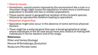 About modes of Speciation and examples and factors influencing it | PPT