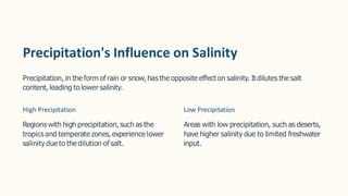 Factors causing variations in salinity levels and their impacts on ...