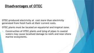 Ocean thermal energy conversion system ( otec) | PPTX | Chemistry | Science