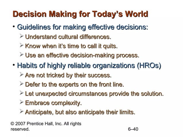 Intro To management chapter 6 Decision Making | PPT