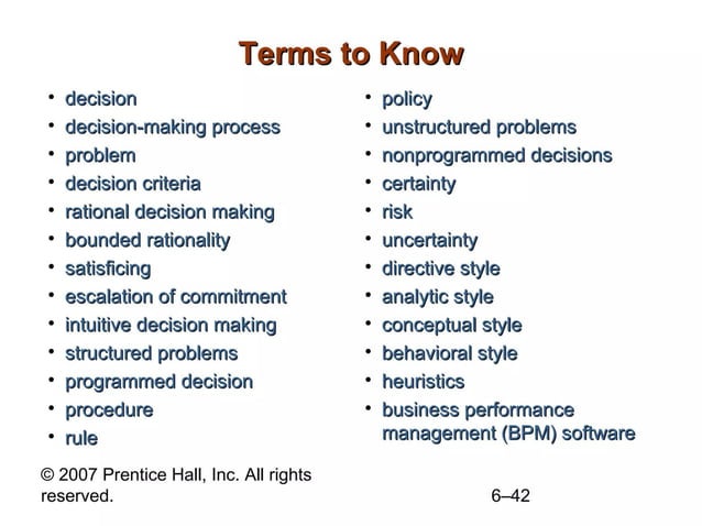Intro To management chapter 6 Decision Making | PPT