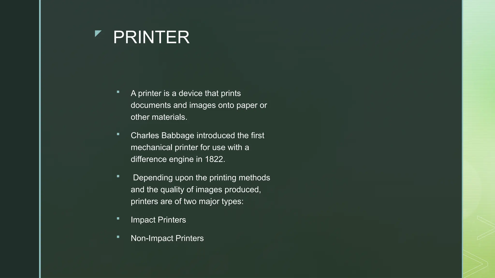Printer and it's types that is impact printer and non impact printer ...
