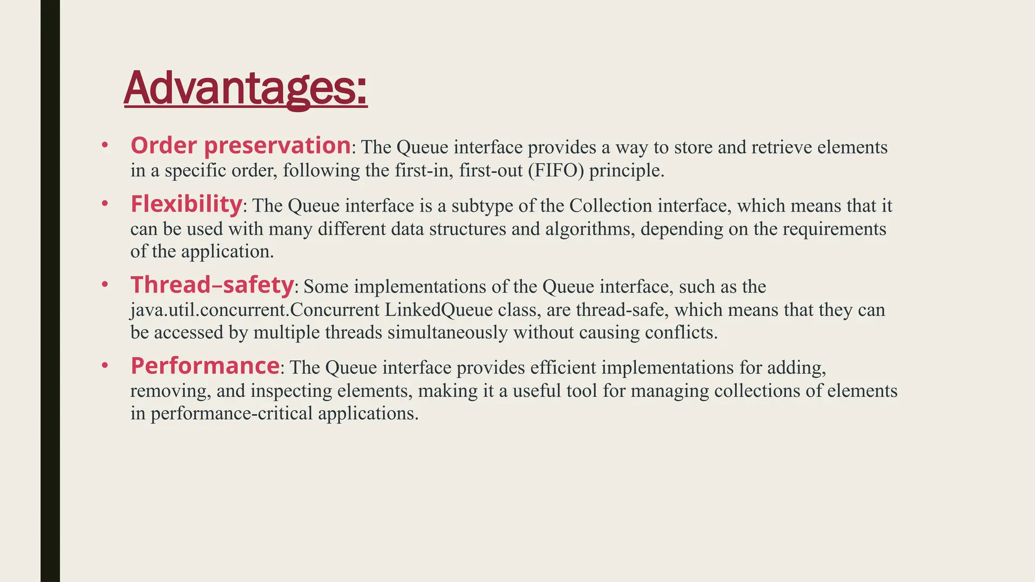 Queue collection of Frame work in oops through java | PPTX | Programming Languages | Computing