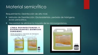 Uso de materiales recomendaciones, clasificación de spaulding | PPTX
