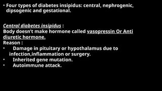 Diabetes insipidus short note cause,symptom | PPTX