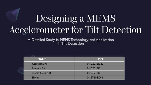 Mems accelerometer tilt detection PACKET . | PDF