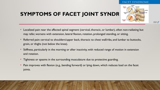 Facet joint syndrome for normal individuals.pptx