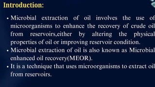 Environmental science (Microbial extraction of Oil) | PDF