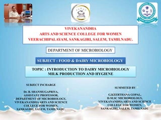 INTRODUCTION TO DAIRY MICROBIOLOGY MILK PRODUCTION AND HYGIENE | PDF