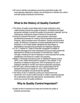 QUALITY CONTROL AND QUALITY ASSURANCE BY Farukh saifi | DOCX