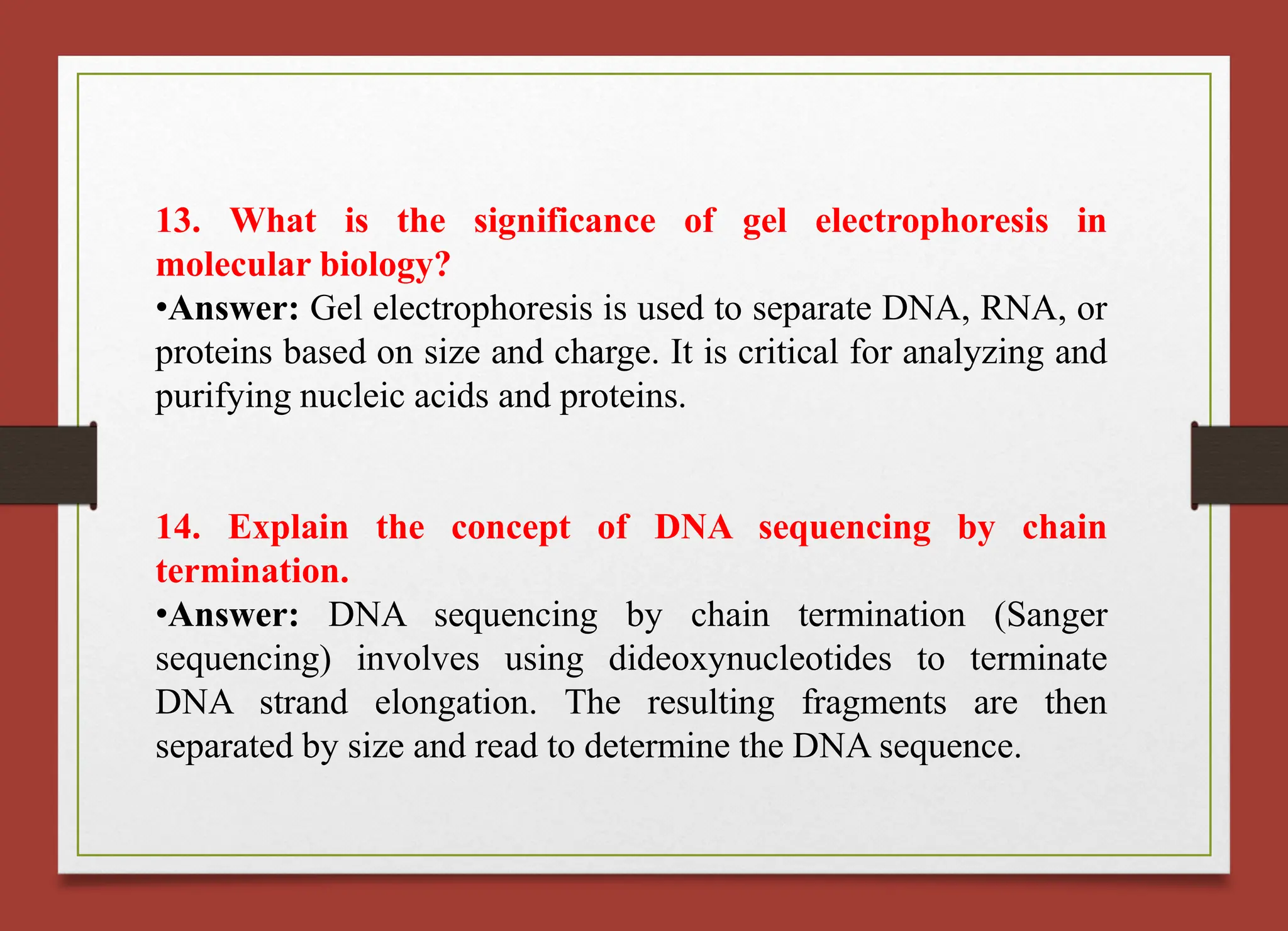 Molecular Biology question answer for interview | PDF