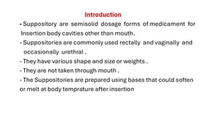 Suppository and there types with their uses | PDF