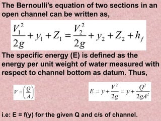 Specific energy-critical depth in fluid mechanics | PDF
