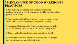 Good Warehouse Practices by WHO and standard Guidlines | PDF