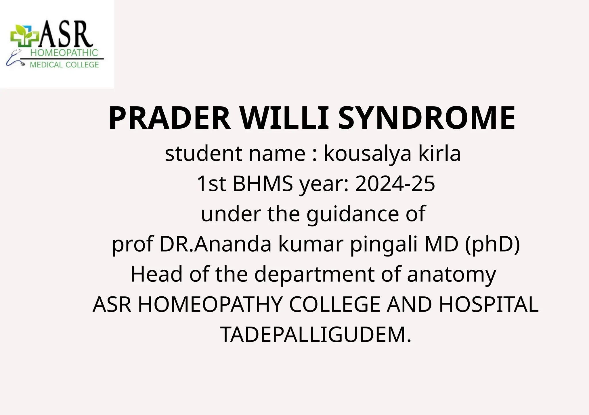 An over view of PRADER WILLI SYNDROME in children | PPTX