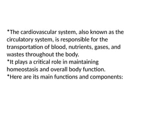 Functions of the Cardiovascular System | PPT