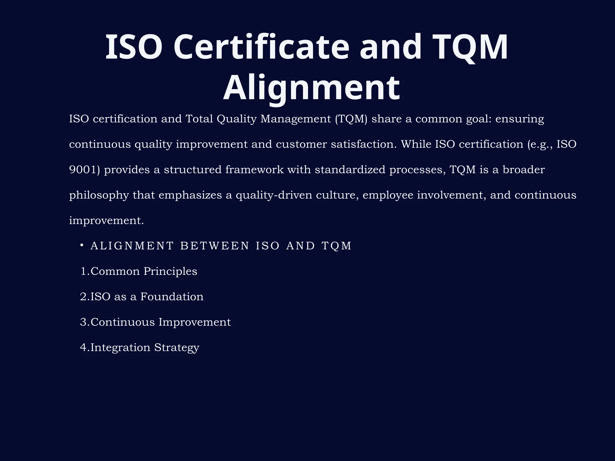 TQM Practices ISO certificate of Tata motor company | PPTX