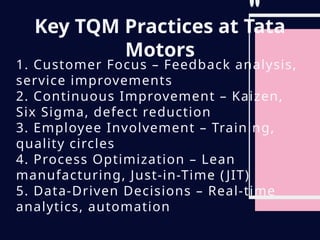TQM Practices ISO certificate of Tata motor company | PPTX