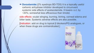 Wide angle glaucoma pharmacology presentation | PPTX