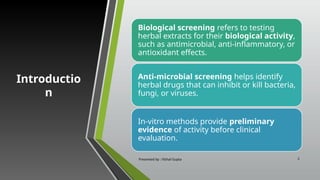 Invitro evaluation Techniques for Anti-Microbial Drugs | PPTX