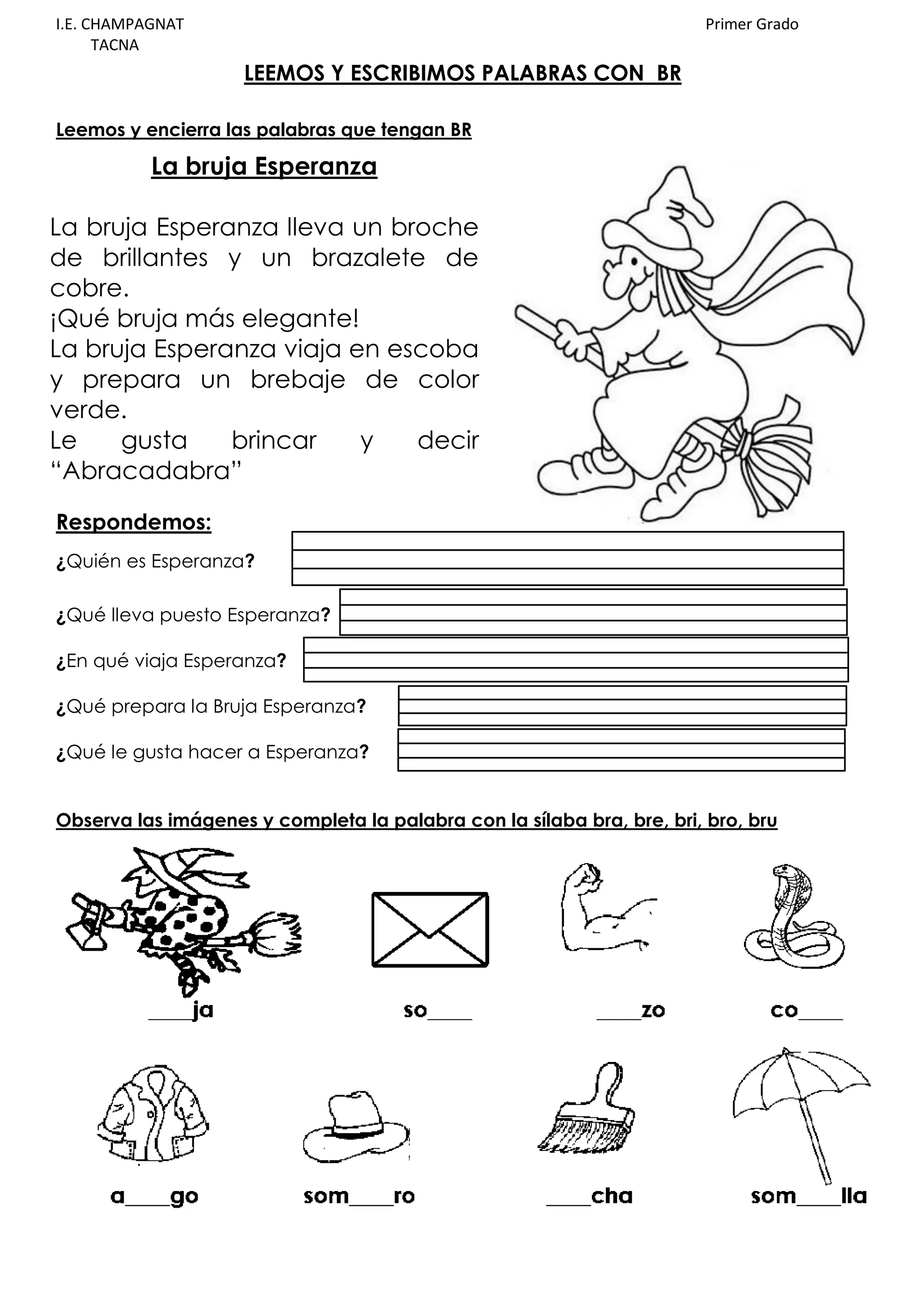 trabadas con bra bre bri bro bru en primer | PDF