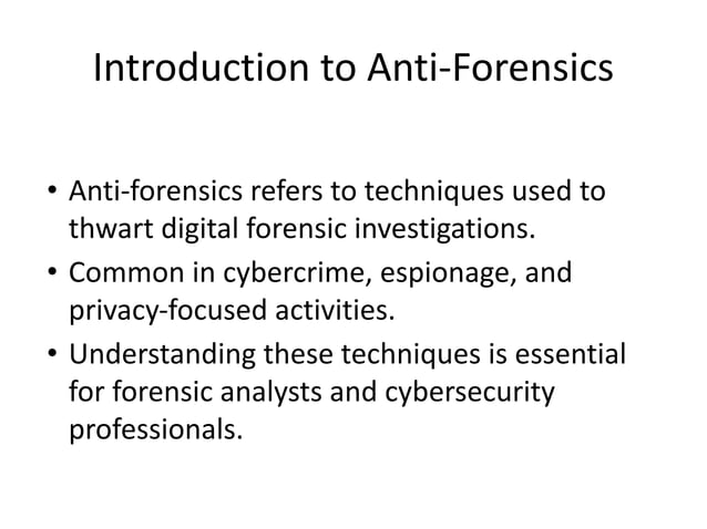 Anti forensic toolkit and how to be safe | PDF