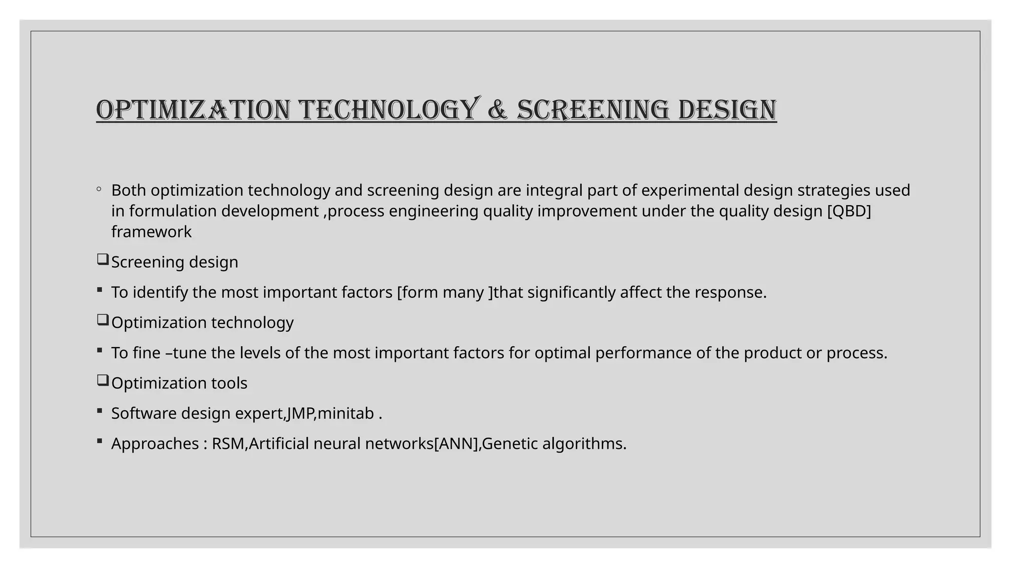 Computer aided formulation development optimization | PPTX