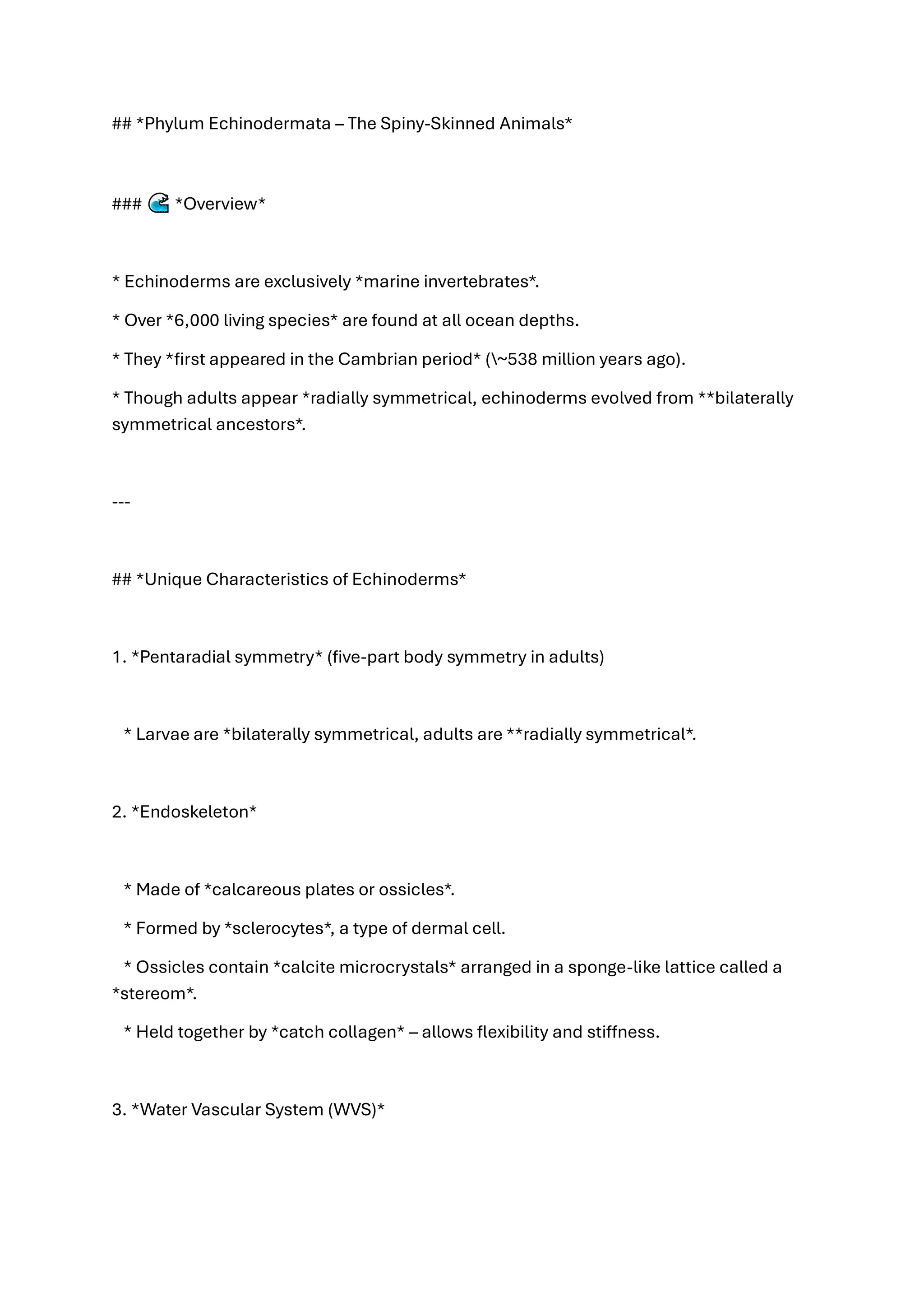 Echinodermata with larval stages of the classes | PDF