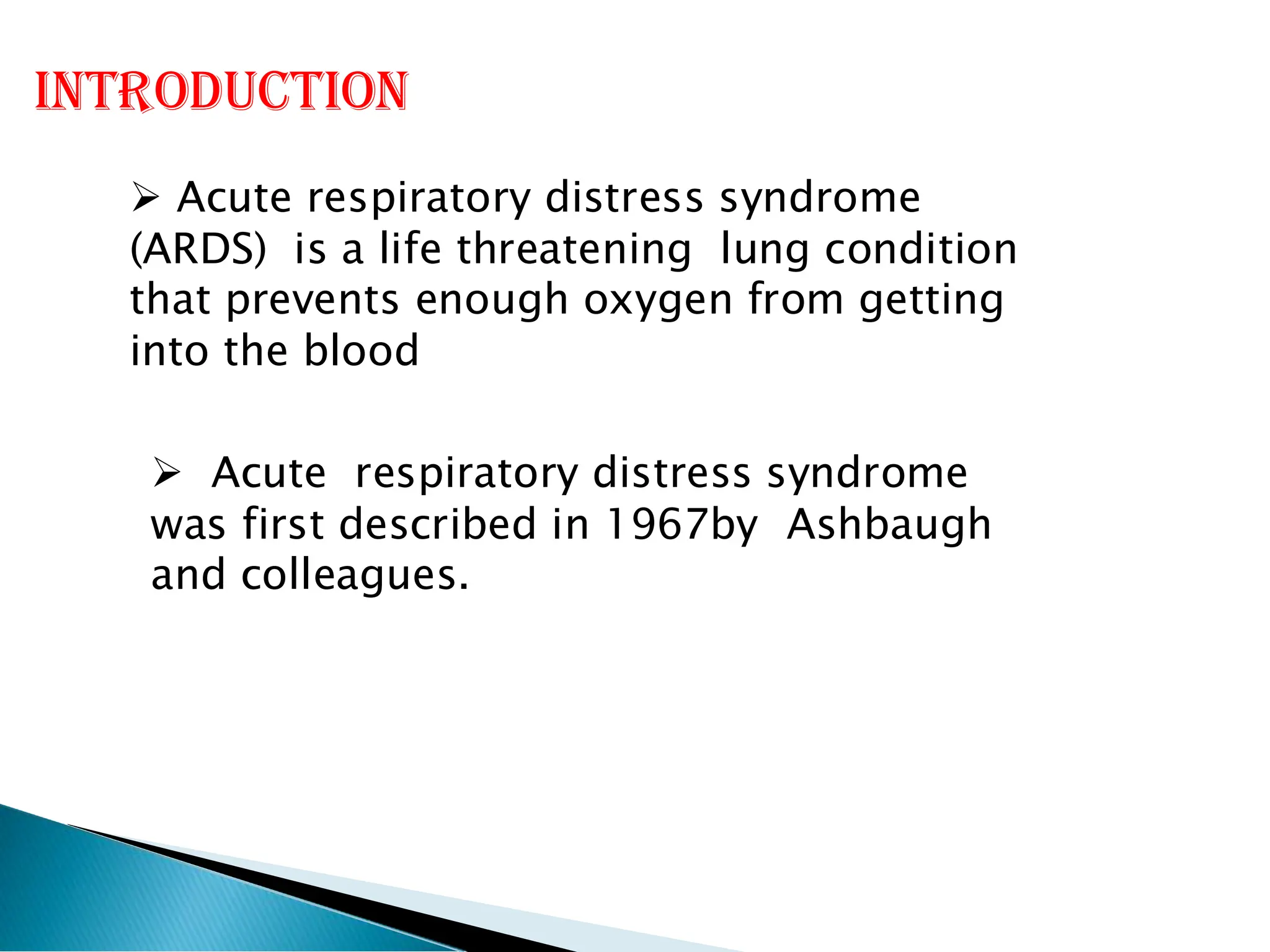 ACUTE RESPIRATORY DISTRESS SYNDROME ( ARDS ) | PDF
