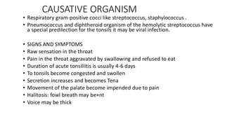 Power point presentation on ACUTE TONSILLITIS | PDF