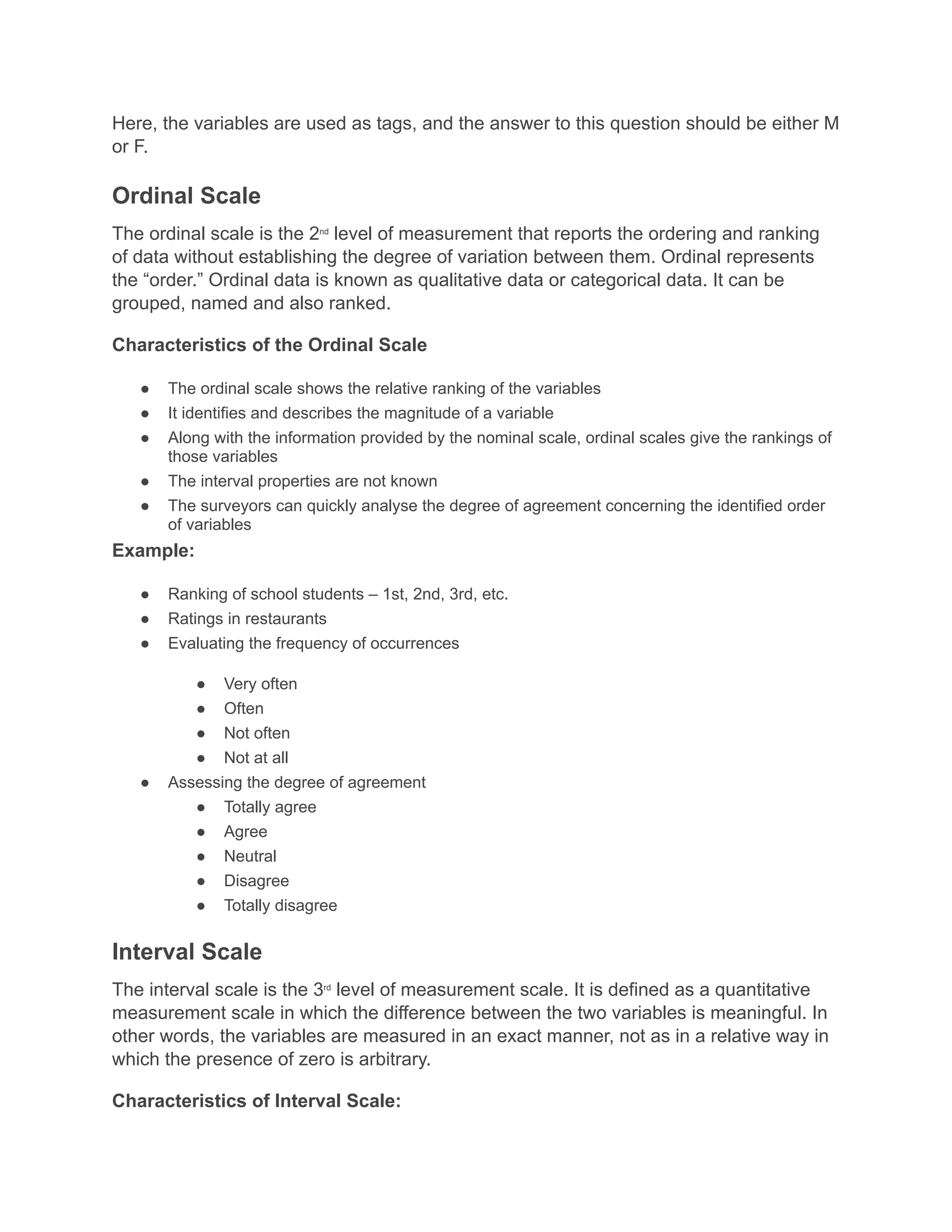 Eductional assessment course: levels of measurement | PDF