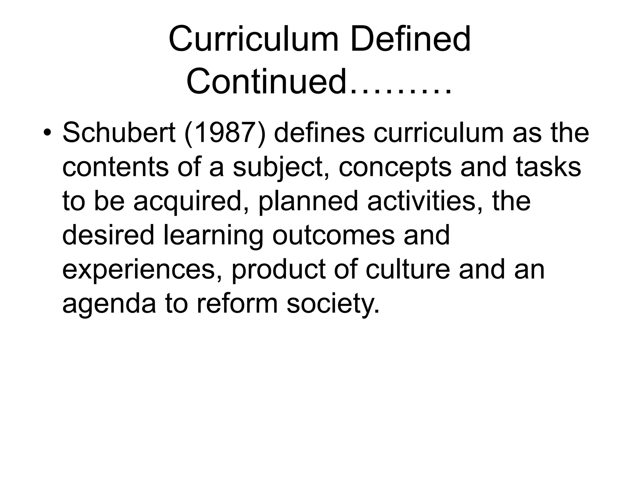 Introduction and Definitions of curriculum | PDF