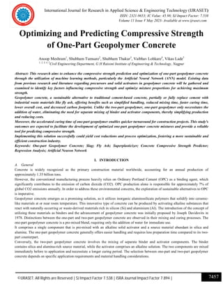 Optimizing and Predicting Compressive Strength of One-Part Geopolymer ...