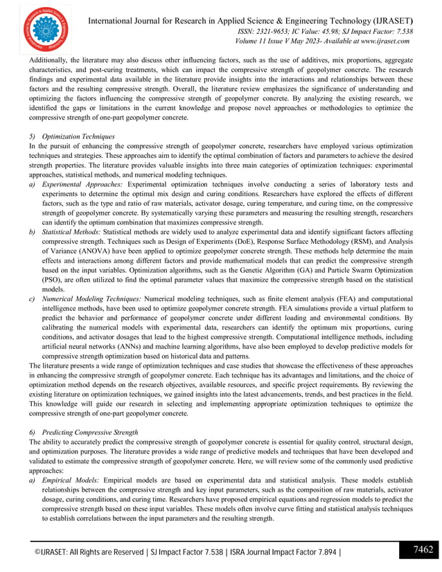 Optimizing And Predicting Compressive Strength Of One Part Geopolymer Concrete Pdf