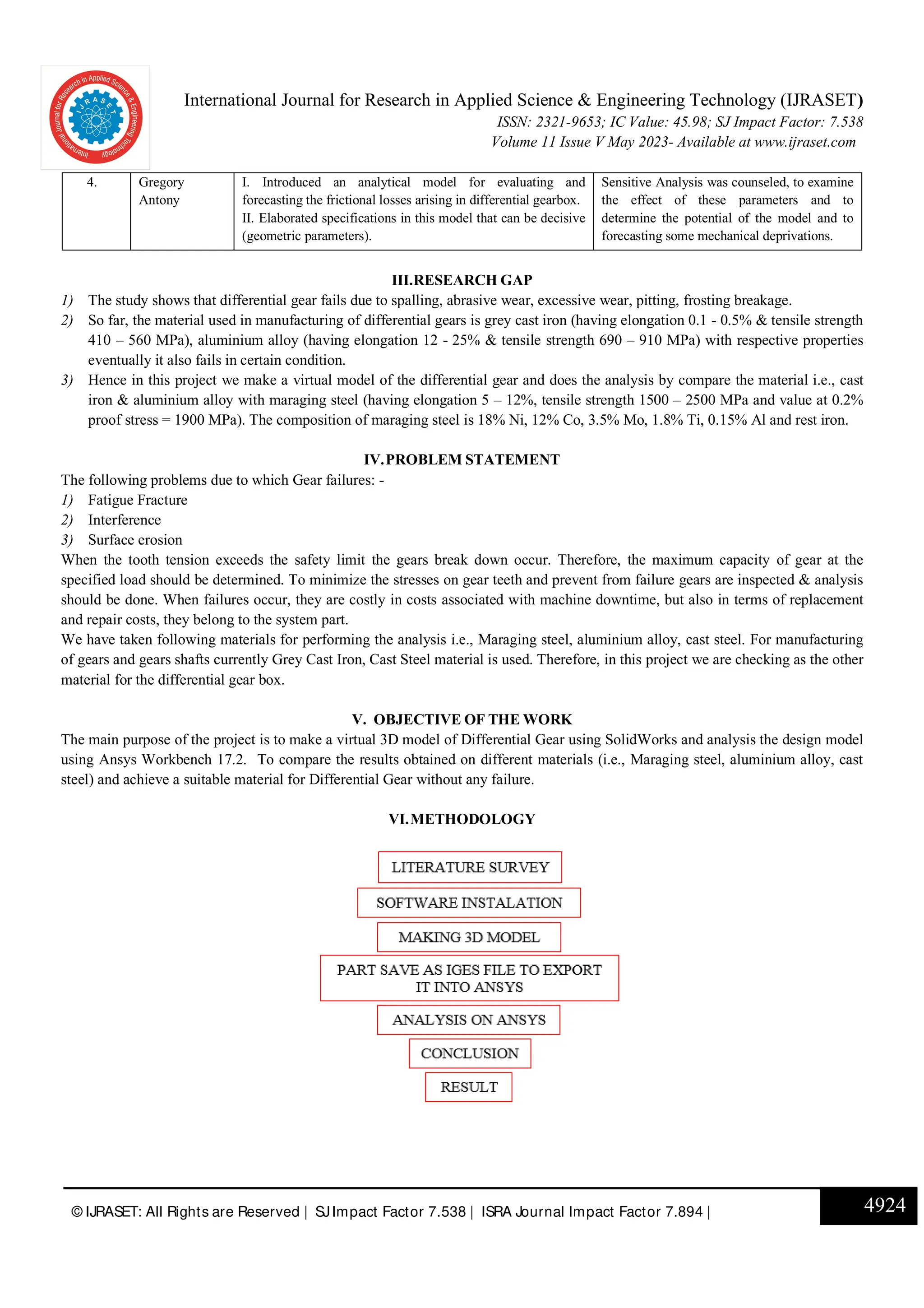 Stress Analysis of Maraging Steel Differential Gear using ANSYS | PDF