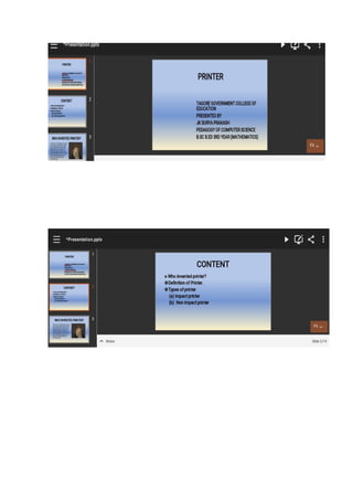 Presentation on Output devices - "Printer" | PDF