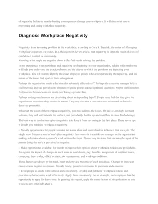TIPS FOR MINIMIZING WORKPLACE NEGATIVITY | DOCX