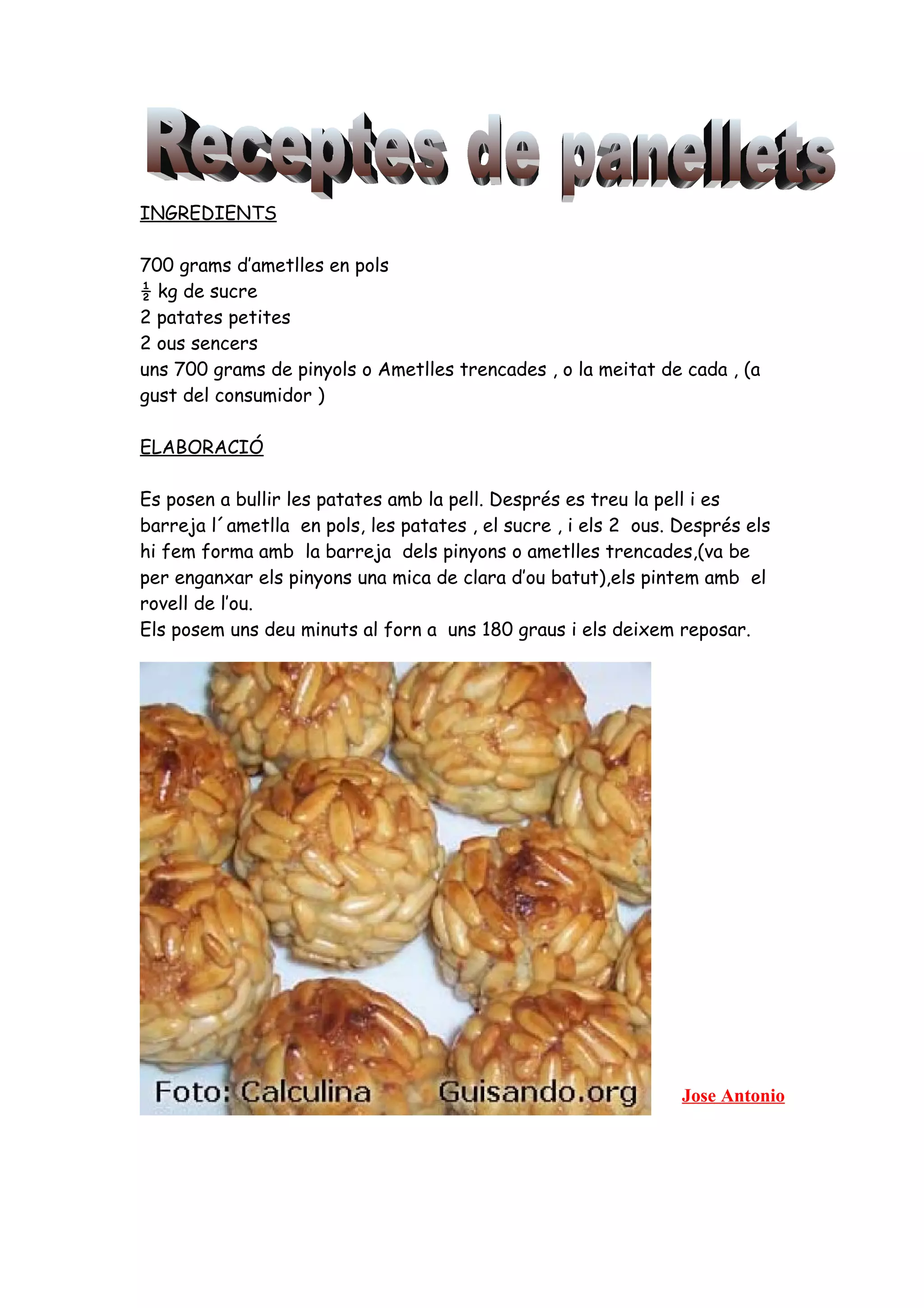 RECEPTA PANELLETS | DOC