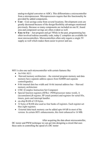 Doc speed control of a dc motor using micro controller 8051 | PDF