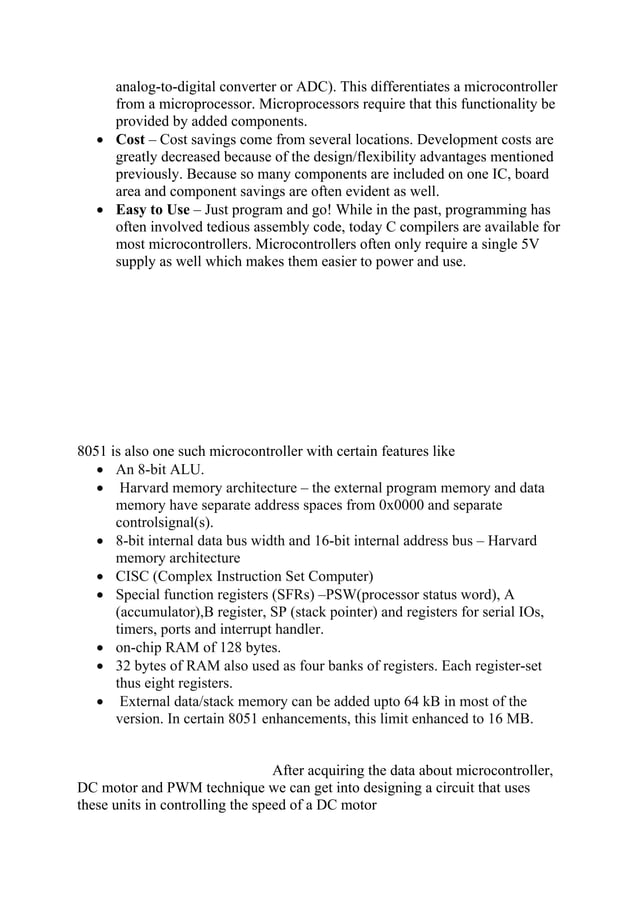 Doc speed control of a dc motor using micro controller 8051 | PDF