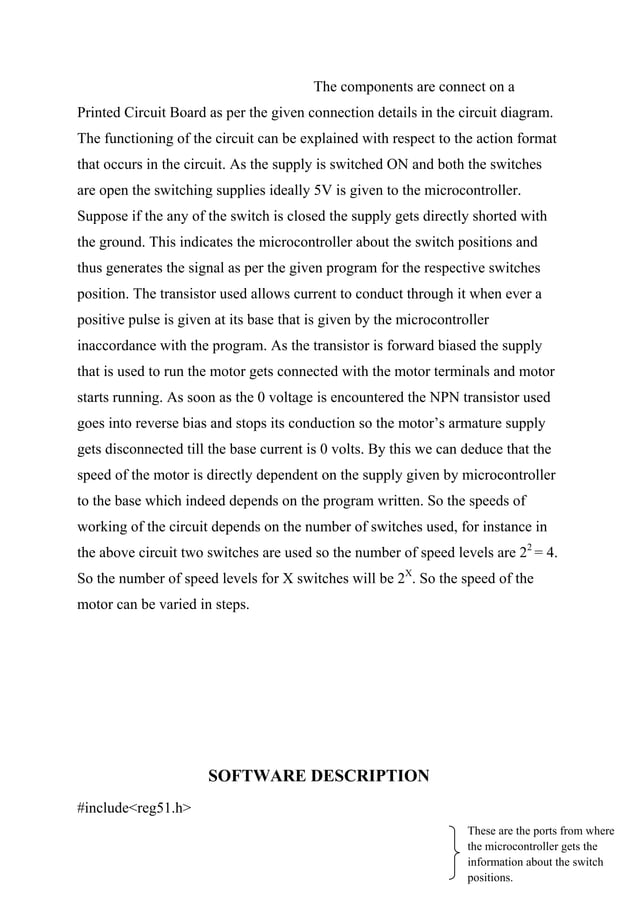 Doc speed control of a dc motor using micro controller 8051 | PDF