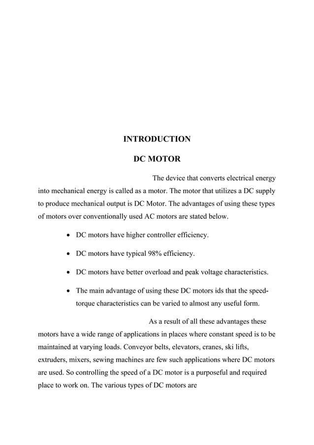 Doc speed control of a dc motor using micro controller 8051 | PDF