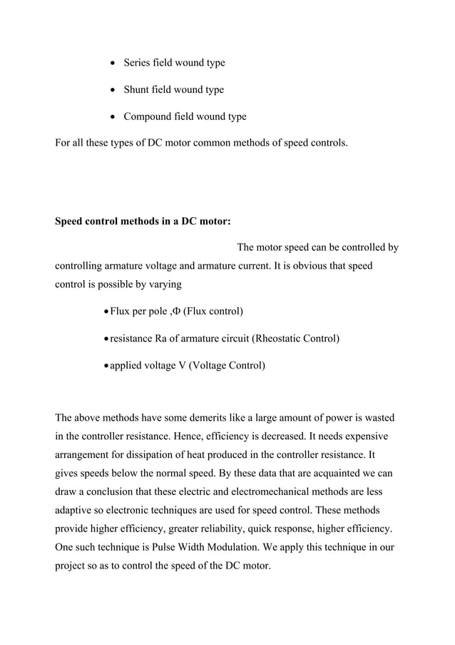 Doc speed control of a dc motor using micro controller 8051 | PDF