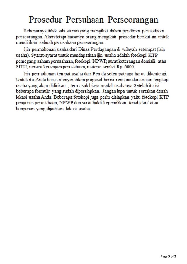 Perusahaan Perseorangan (docx) | DOCX
