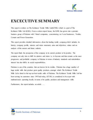 Research report of Kohinoor Textile Mills | DOCX