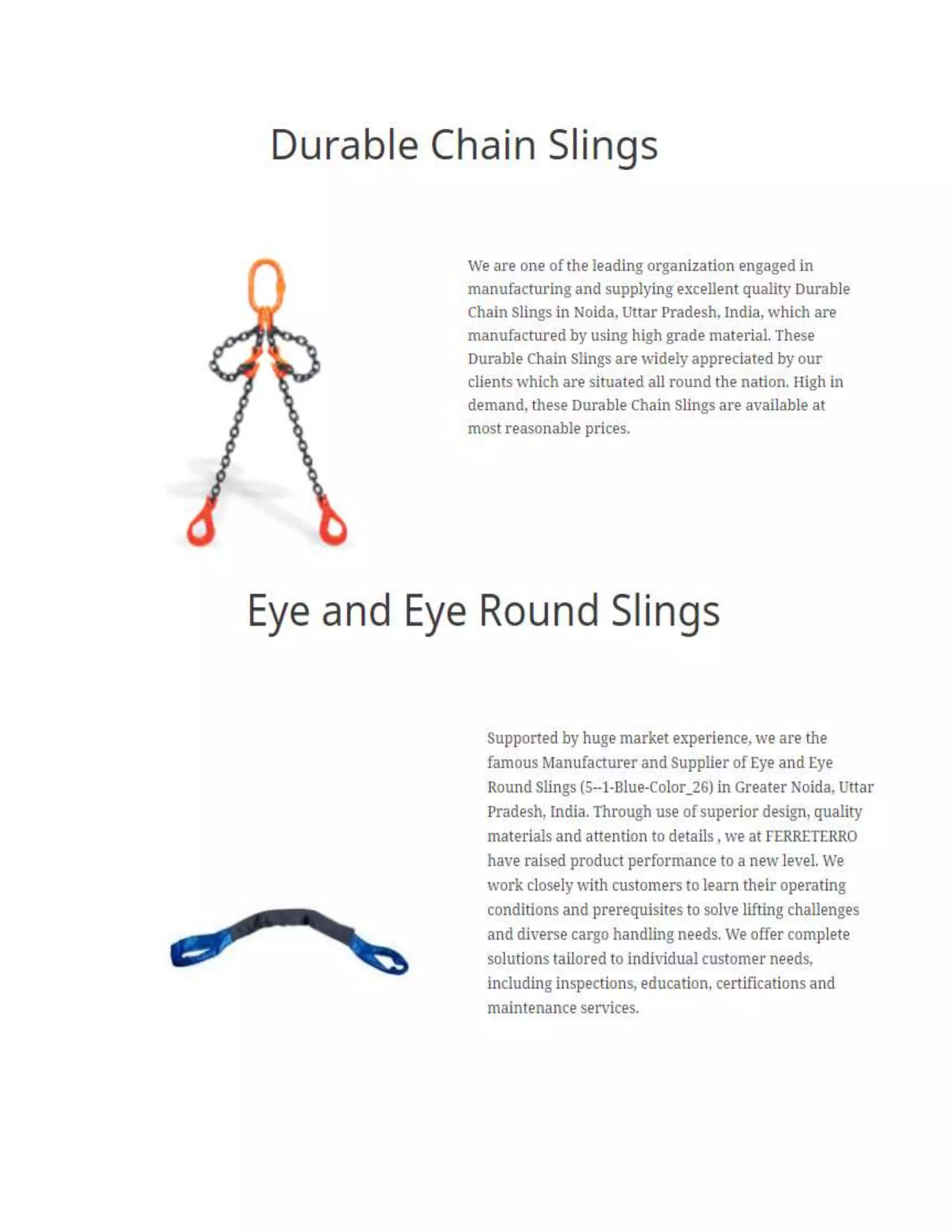 Slings,Round Slings,Webbing Slings.Chain Slings, | PDF