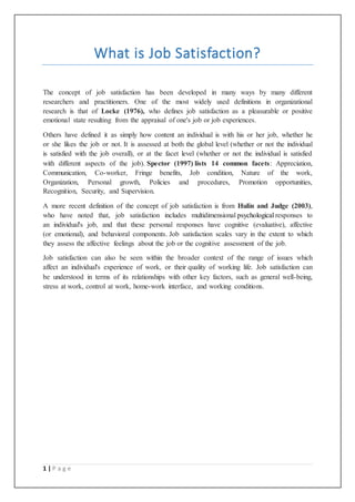 An overview of Job Satisfaction | PDF