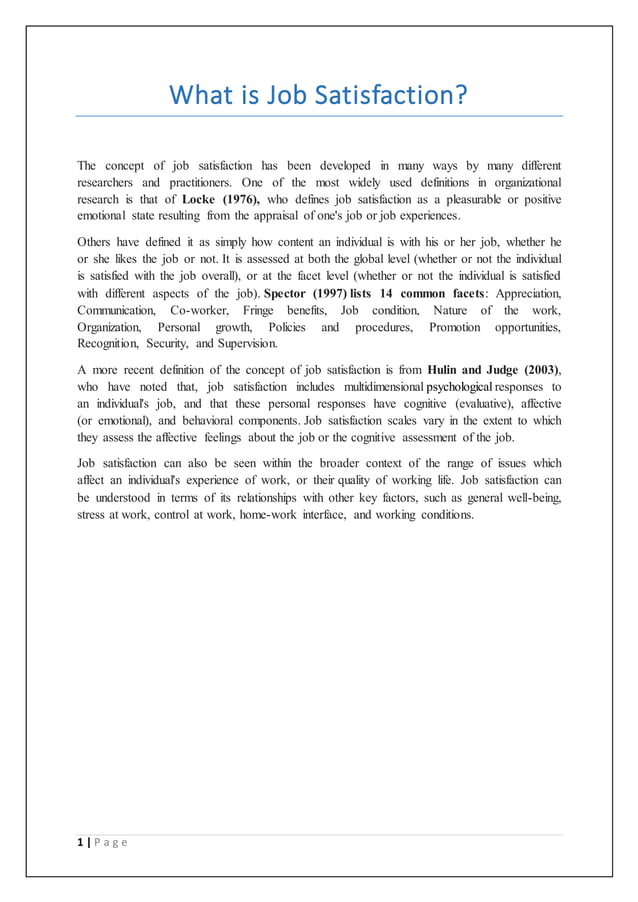 An overview of Job Satisfaction | PDF