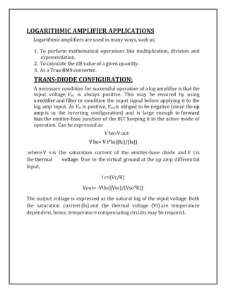 OPAMP as a logrithmic amplifier | DOCX