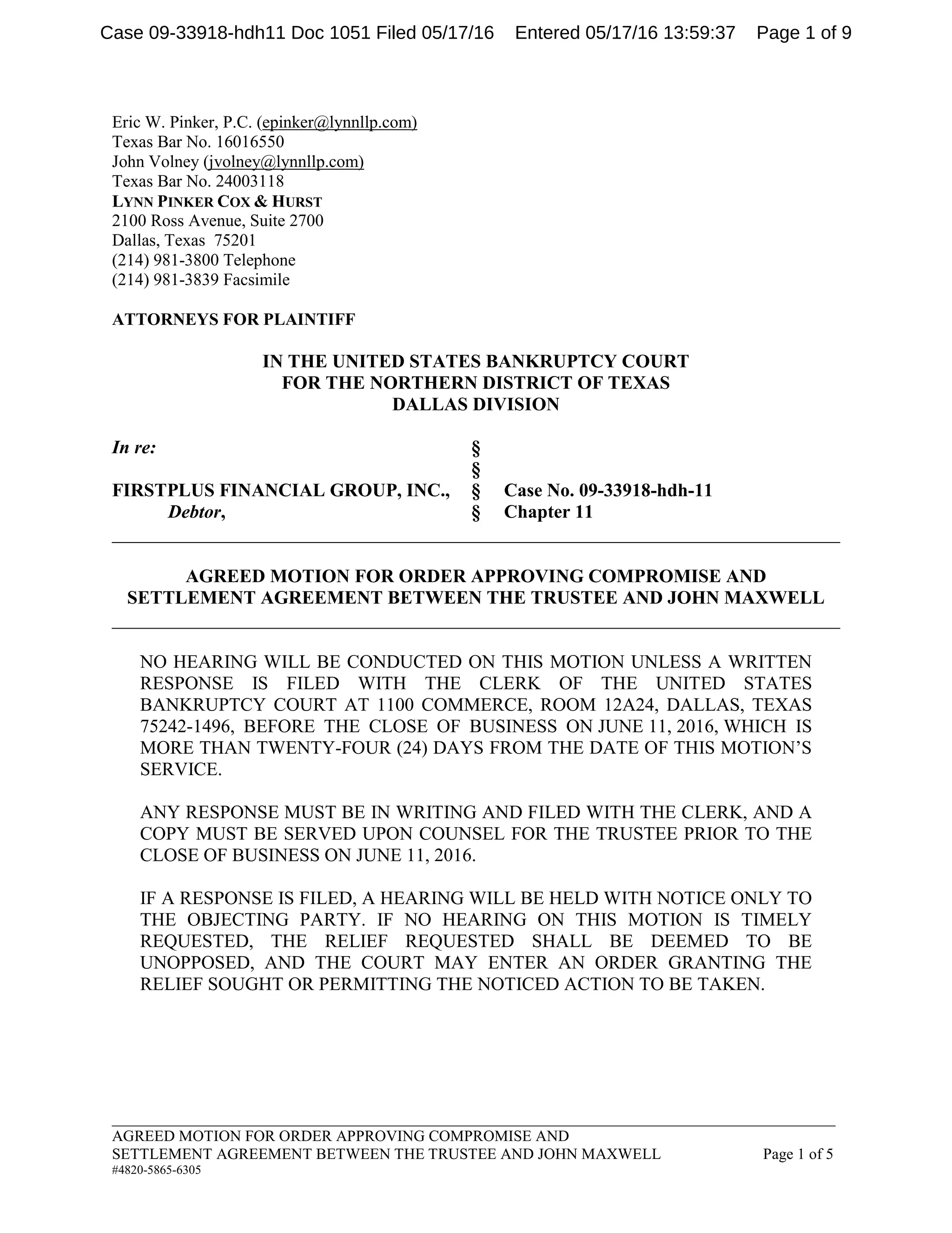 Doc1051 john maxwell settlement agreement | PDF